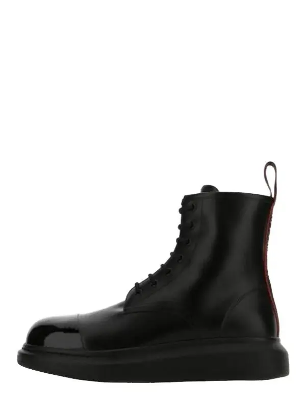 Alexander McQueen Patent Leather Platform Boots - Black