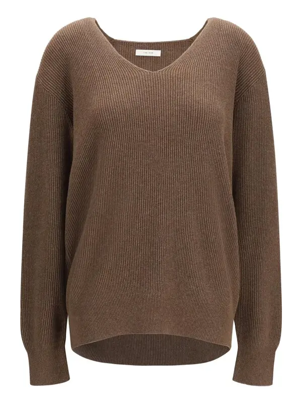 THE ROW Phef Cotton And Cashmere V-neck Sweater - Brown