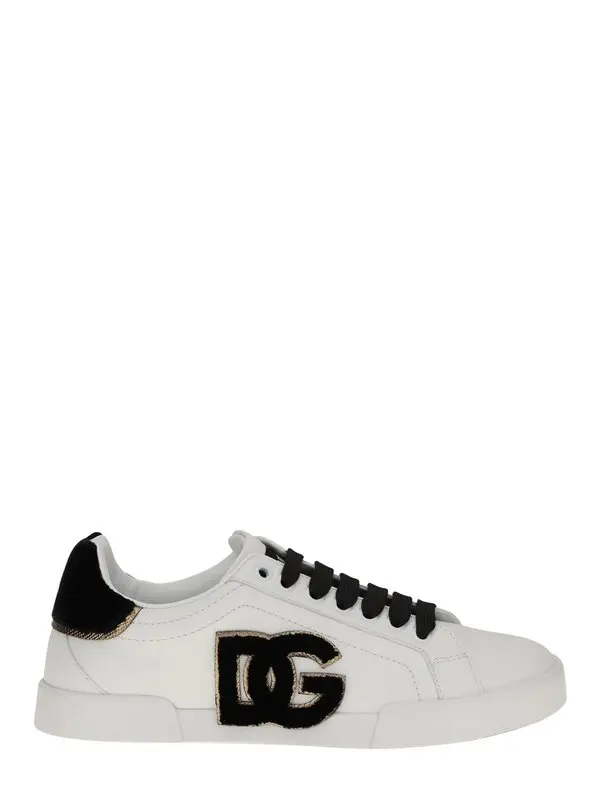Dolce & Gabbana Leather Sneakers With Logo - White