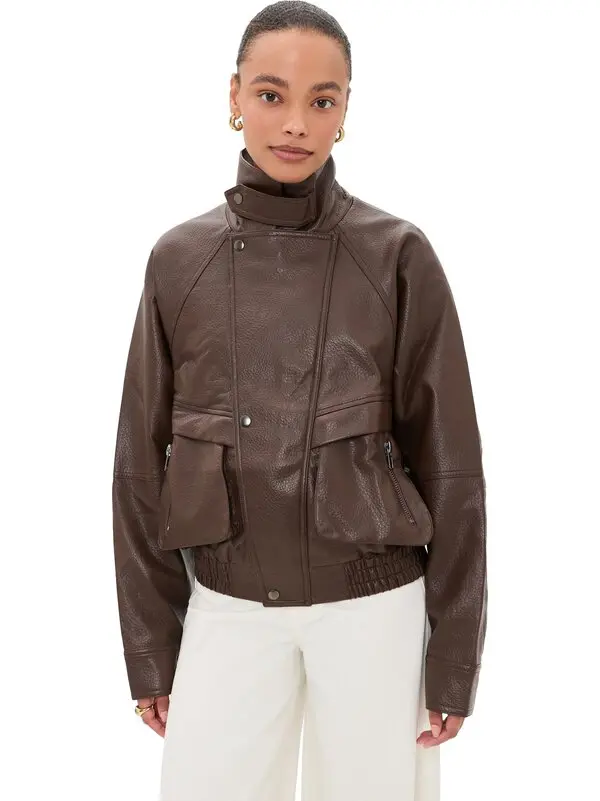 MADISON THE LABEL Nora Faux Leather Jacket - Choc
