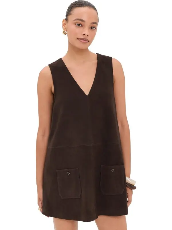 FRAME Suede Safari Tent Dress - Dark Brown
