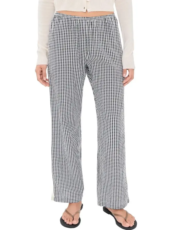 Donni. The Cotton Gingham Stripe Crop Pants - Jet