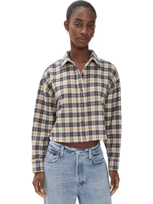 PERFECTWHITETEE Tate Button Down Shirt - Sugar Plaid