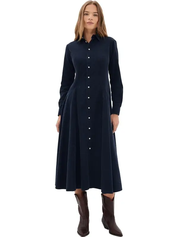 Polo Ralph Lauren Corduroy Collared Shirt Dress - Navy