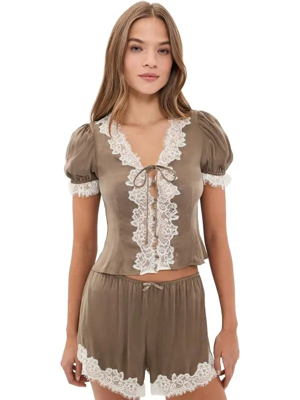 For Love & Lemons Luna Top - Brown