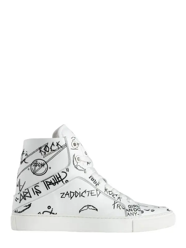 Zadig&Voltaire Zv1747 High Flash Graffiti Sneakers - White