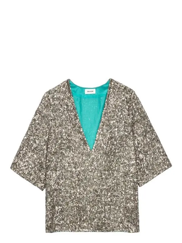 Zadig&Voltaire Structured Sequined Blouse - Bronze