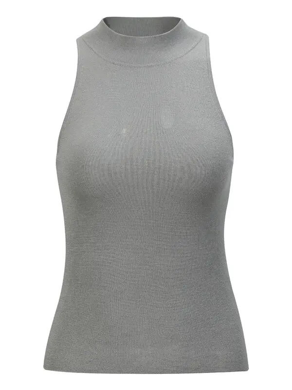NUAJE NUAJE May Halterneck Wool And Silk Knit Tank - Grey