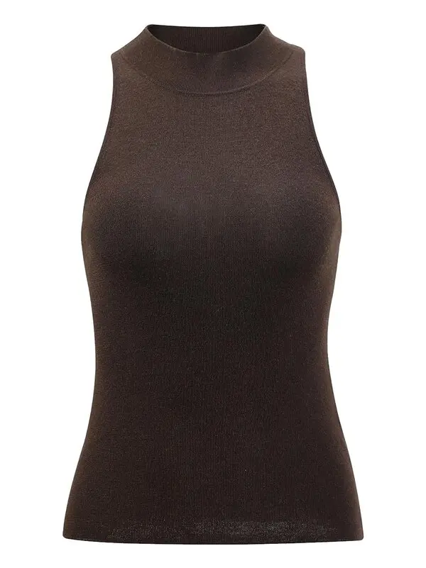 NUAJE NUAJE May Halterneck Wool And Silk Knit Tank - Brown