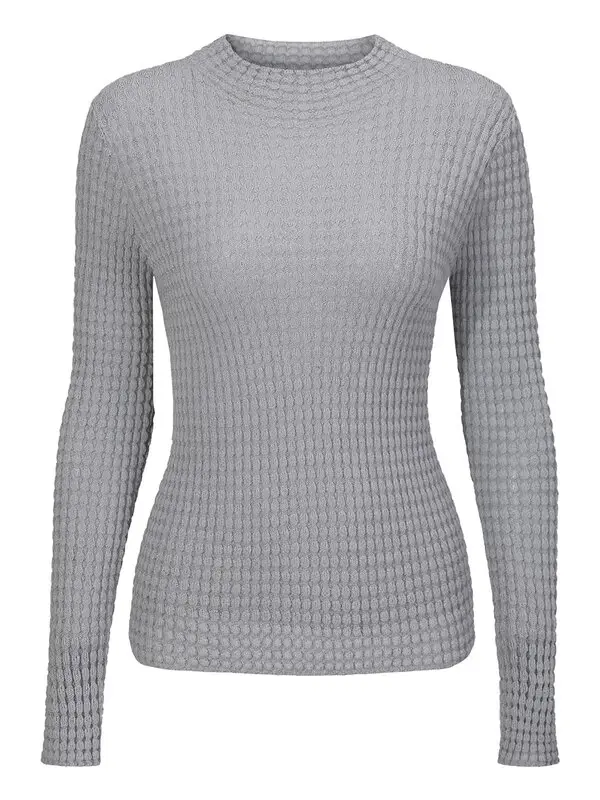 NUAJE NUAJE Auden Merino Wool Mock Neck Top - Grey