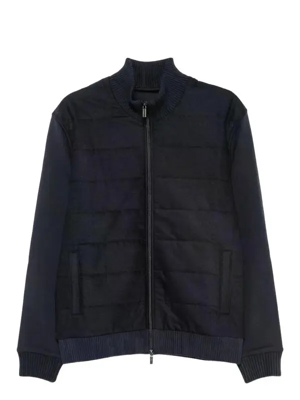 FAY Quilted-panel Zip-up Sweater - Blue
