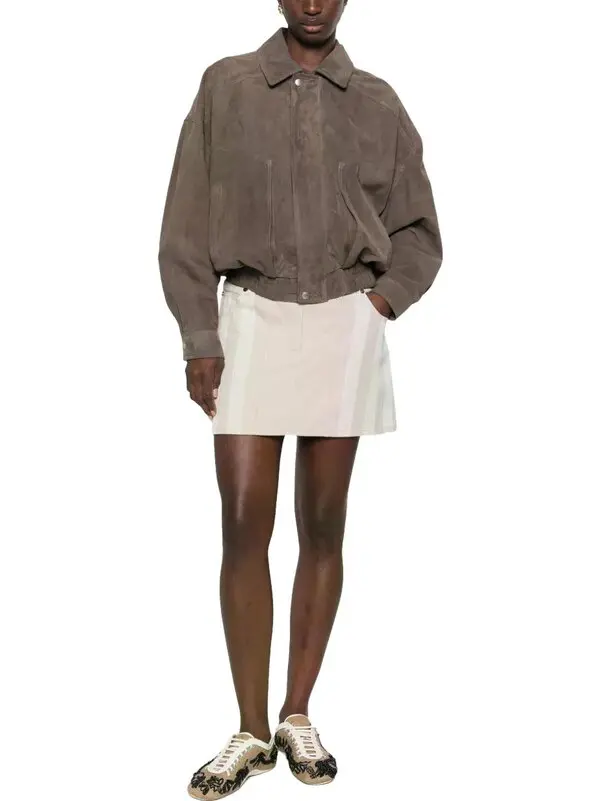 Fendi Striped Denim Mini Skirt - Neutrals