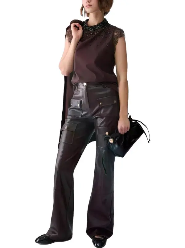 Liu Jo Coated Fabric Trousers - Brown