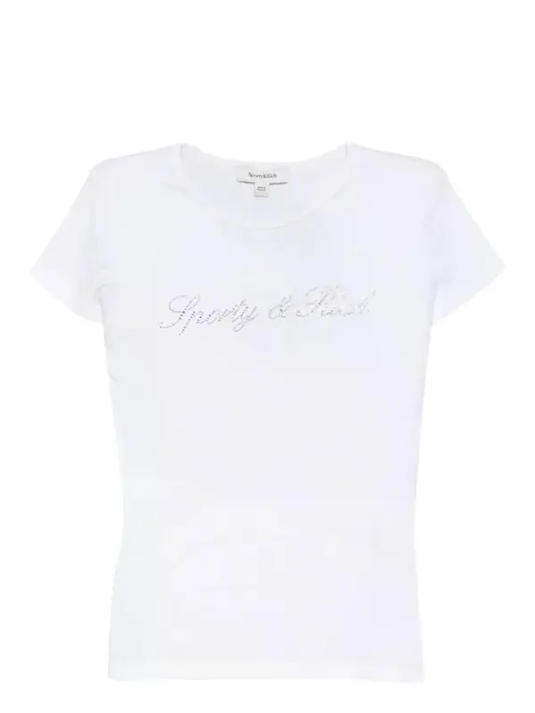 SPORTY & RICH Pandora Rhinestone-logo T-shirt - White