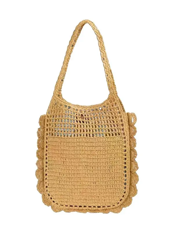 Ulla Johnson Marina Ruffled Raffia Shoulder Bag - Neutrals