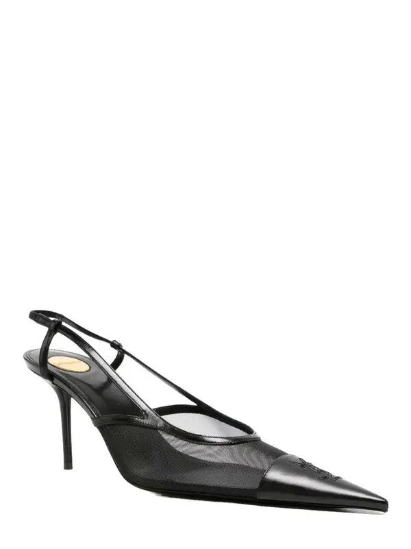Saint Laurent Renée Slingback Pumps In Mesh - Black
