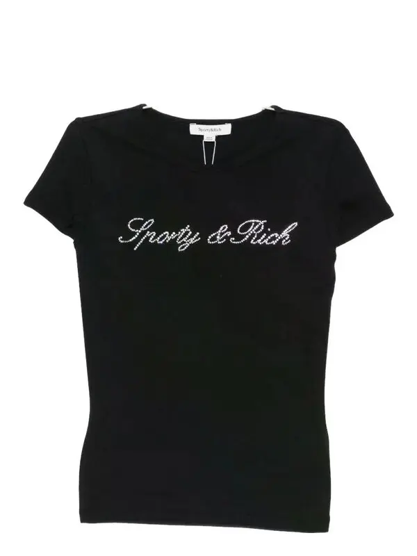 SPORTY & RICH Crystal-embellished T-shirt - Black