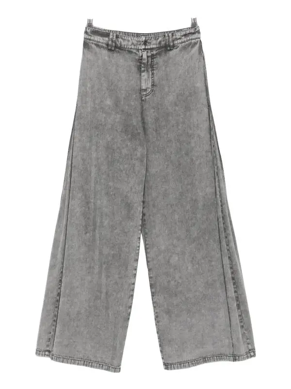 Patrizia Pepe Pleated Wide Leg Trousers - Grey