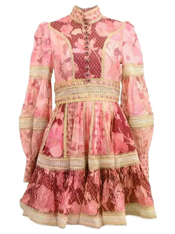 Zimmermann Concert Embellished Floral-print Dress - Pink