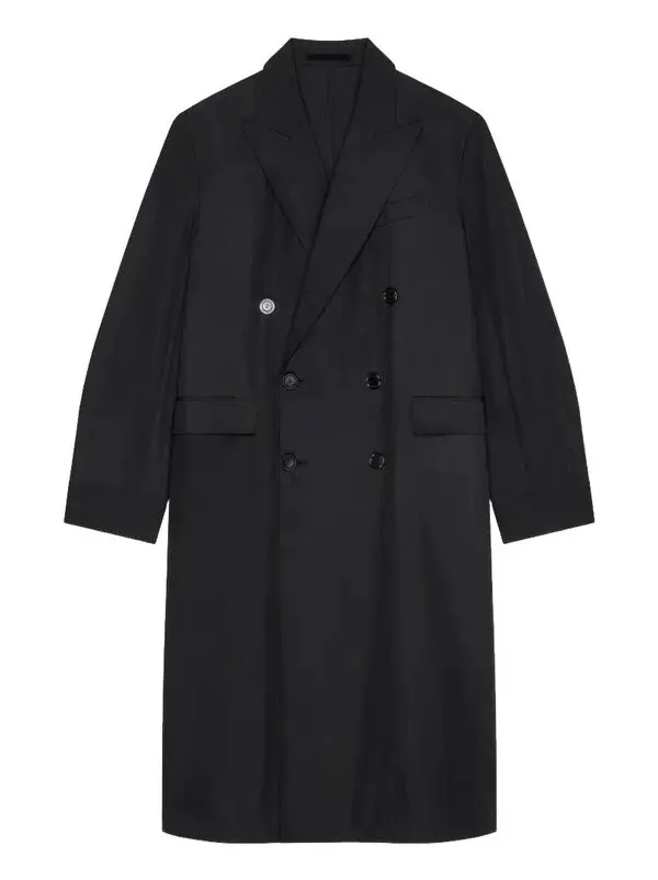 Givenchy Couture Seam Double-breasted Coat In Poplin - Black