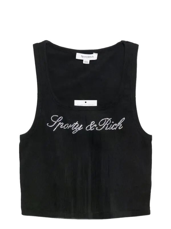 Sporty & Rich Krystal Logo-embellished Tank Top - Black