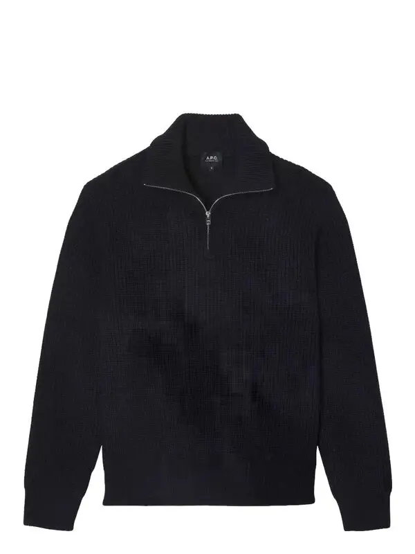 A.p.c. Ribbed-knit Half-zip Sweater - Blue