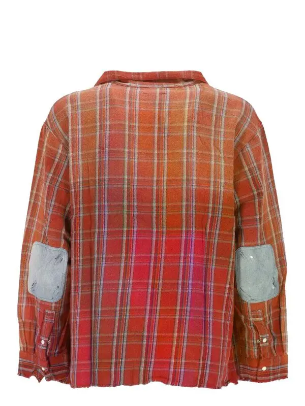FOUND Plaid Denim Shirt - Orange