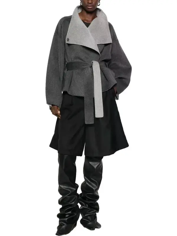 THE FRANKIE SHOP Belted Shawl-collar Coat - Grey