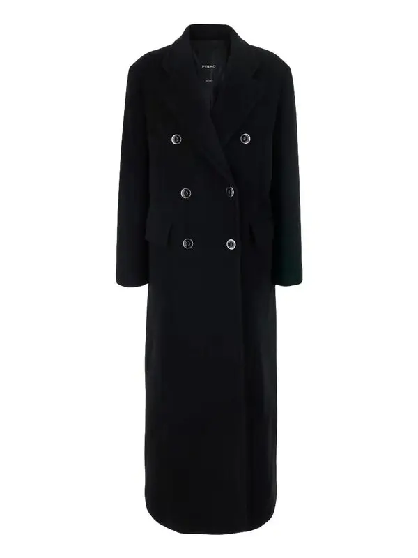 Pinko Covent Long Double-breasted Coat - Black