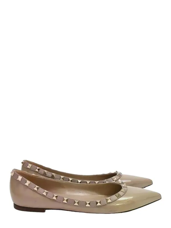 Valentino Garavani Rockstud Patent Leather Ballet Flats - Neutrals