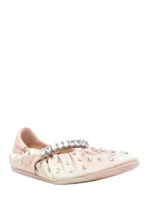 JIMMY CHOO Jade Crystal-embellished Satin Ballet Flats - Pink