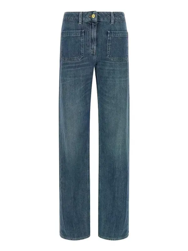 Elisabetta Franchi Logo-embroidered Patch-pocket Denim Jeans - Blue