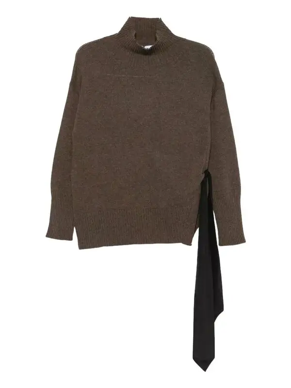 Marella Pietra Side-tie High-neck Sweater - Brown