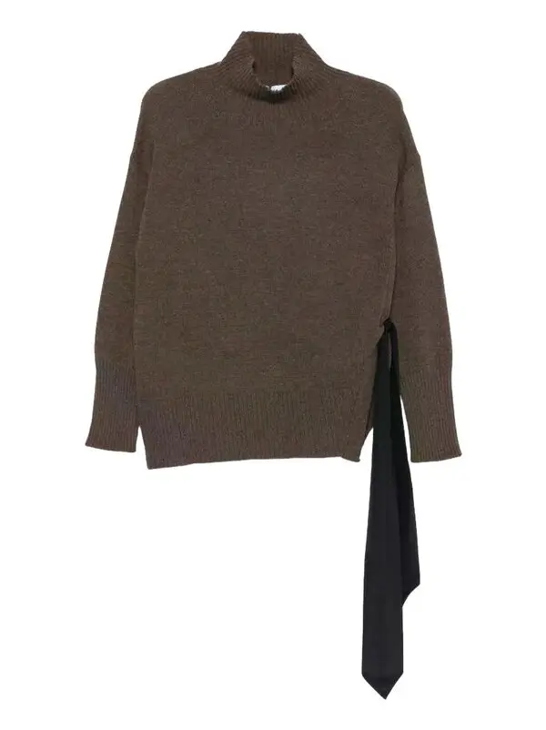 Marella Pietra Side-tie High-neck Sweater - Brown