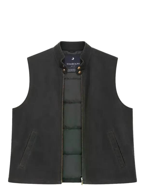 TOMBOLINI Suede High-neck Gilet - Blue