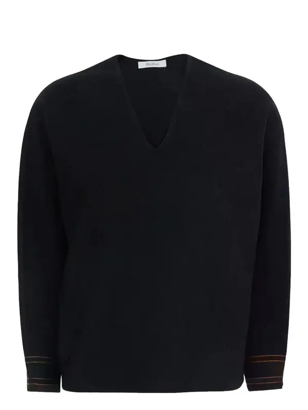 Max Mara Contrast-stitch V-neck Sweater - Black