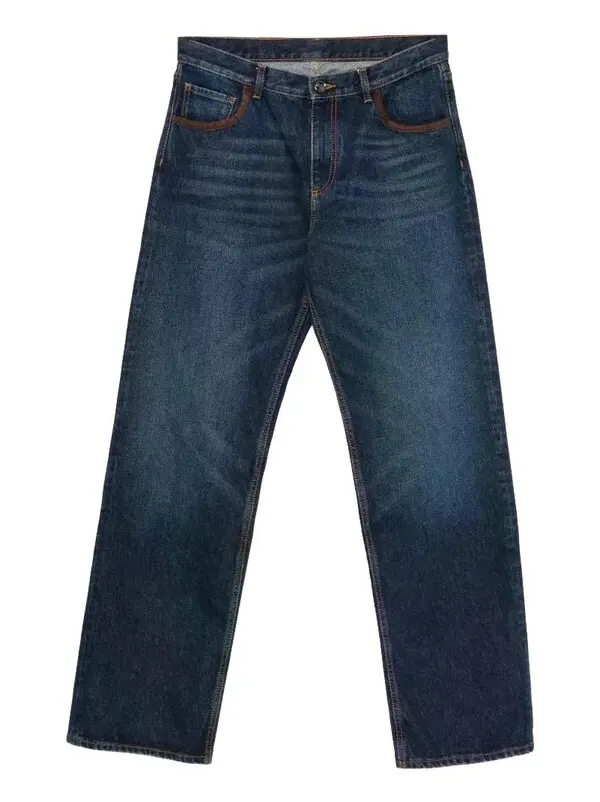 Etro Logo-patch Straight-leg Jeans - Blue