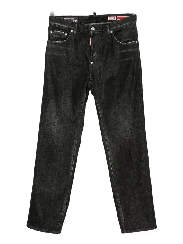 Dsquared2 Distressed Logo-patch Jeans - Black