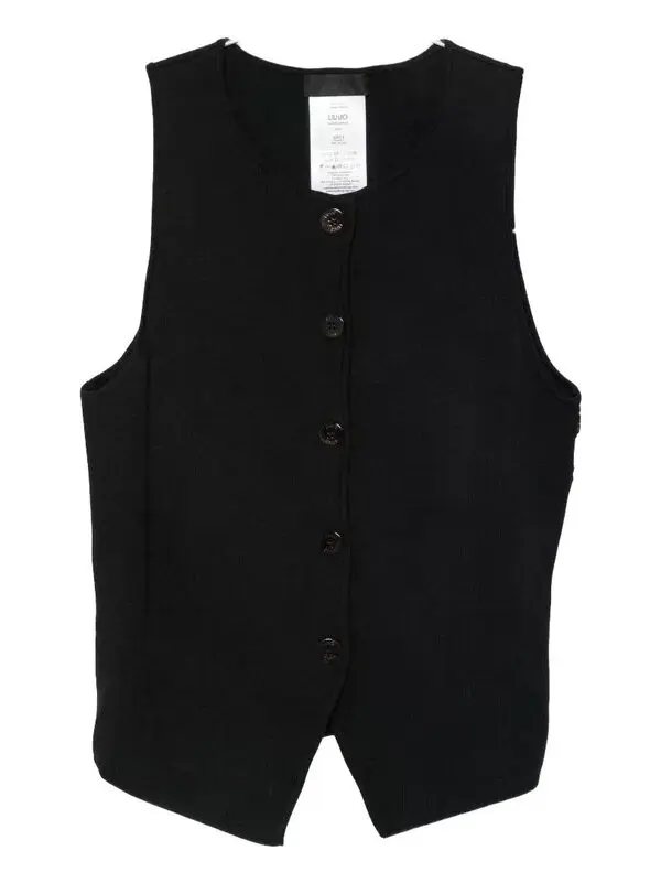 Liu Jo Lace-panel Button-fastening Waistcoat - Black