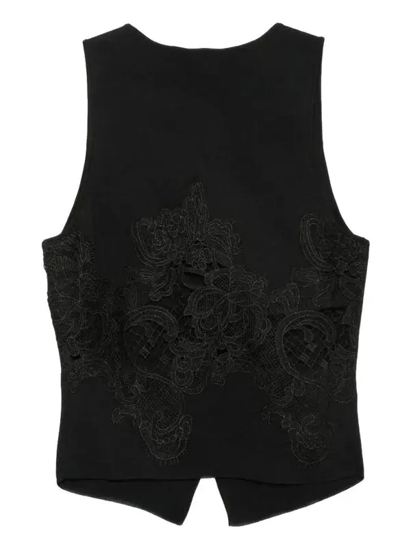 Liu Jo Lace-panel Button-fastening Waistcoat - Black