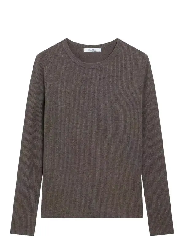 Max Mara Ribbed-knit Long-sleeve T-shirt - Brown