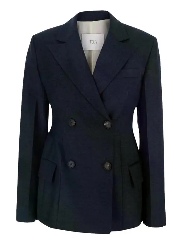 TELA Double-breasted Peak-lapels Blazer - Blue