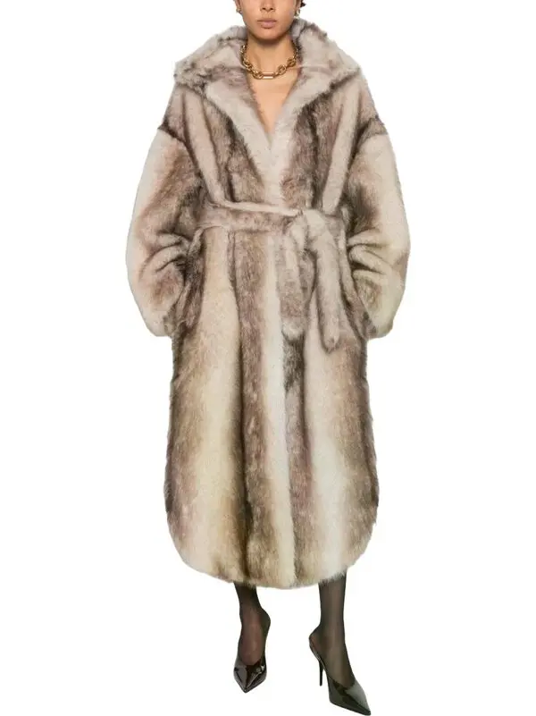 THE FRANKIE SHOP Faux-fur Belted Coat - Neutrals