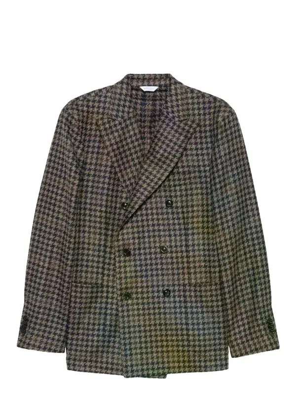 Boglioli Houndstooth Double-breasted Jacket - Brown