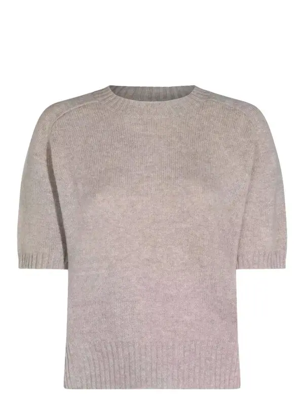 ALLUDE Short-sleeve Cashmere Top - Neutrals