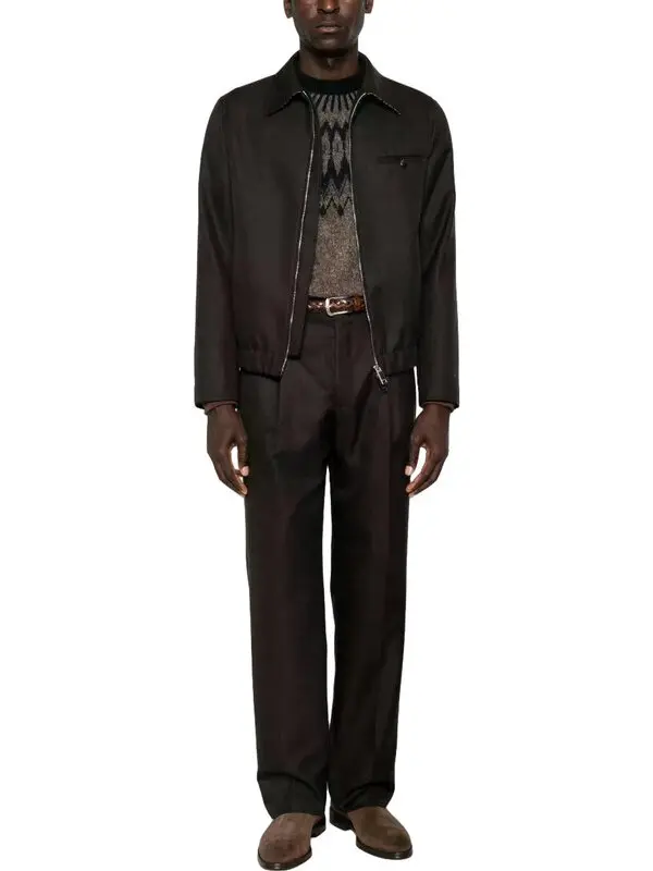 Incotex Pleated Straight-leg Trousers - Brown