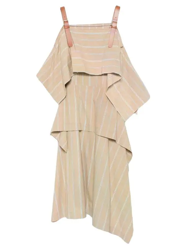 Moschino Striped Buckled-strap Maxi Dress - Neutrals