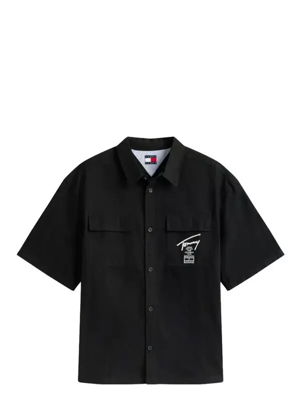 Tommy Hilfiger Logo-print Flap-pocket Shirt - Black