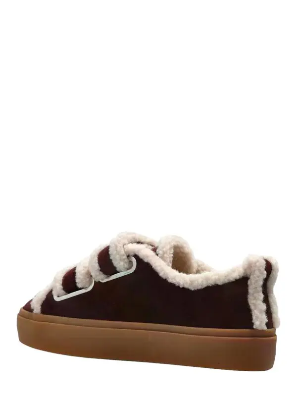 Inuikii Shearling Trim Touch-strap Low Top Sneakers - Red