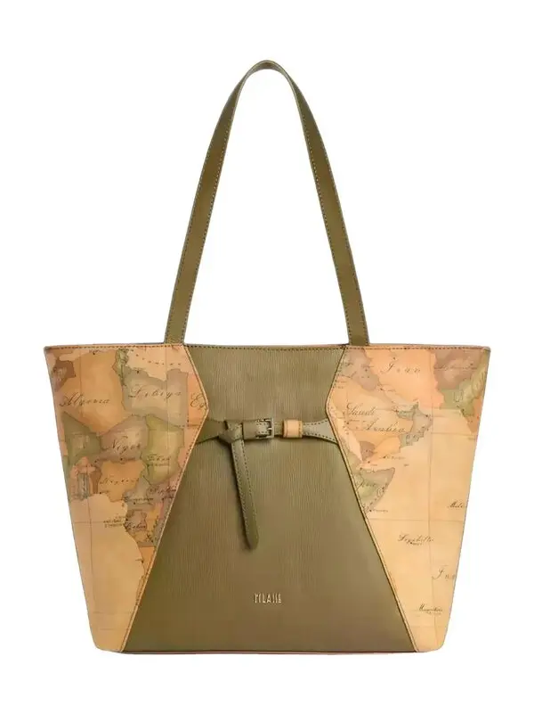 ALVIERO MARTINI 1° CLASSE Geo Classic Panelled Tote Bag - Green